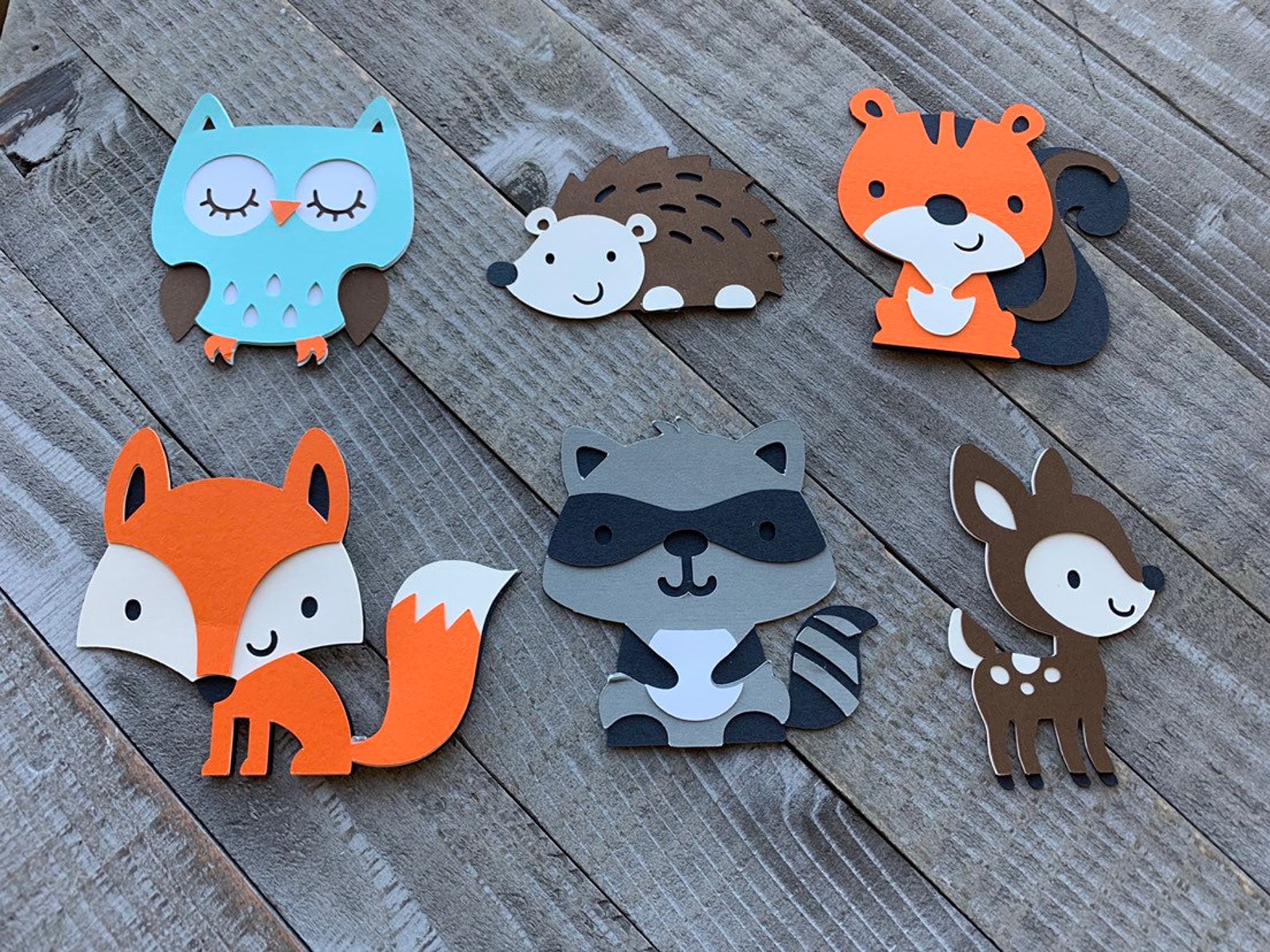 6 Woodland Animal Cutouts, Woodland Animal Diecuts, Woodland Deer, Fox ...