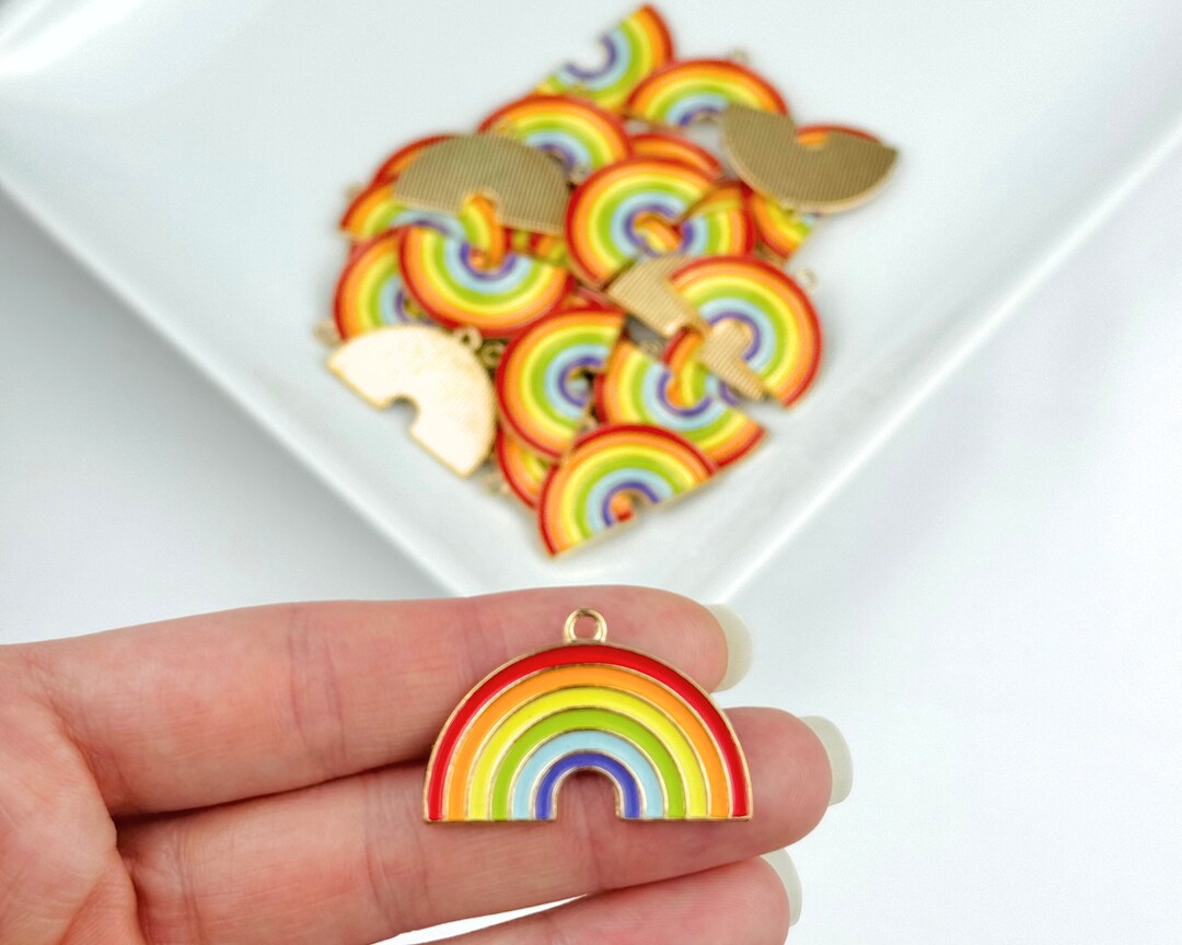 2 Rainbow Charms/ Enamel Rainbow Pendants/ Pride/ Colorful Charms/ DIY ...