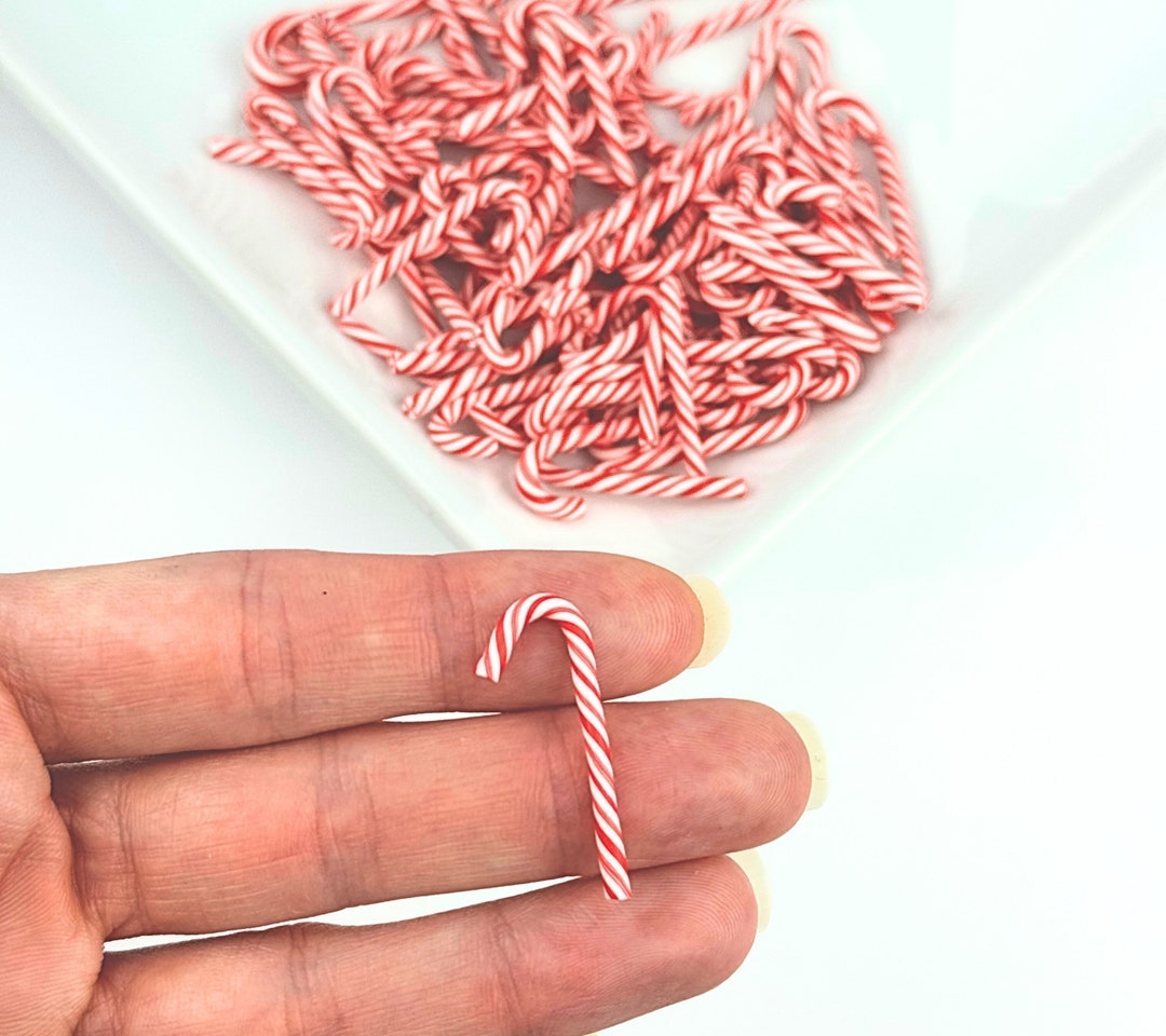 10 Miniature Candy Canes/ Polymer Clay Candy Canes/ Candy Embellishment ...
