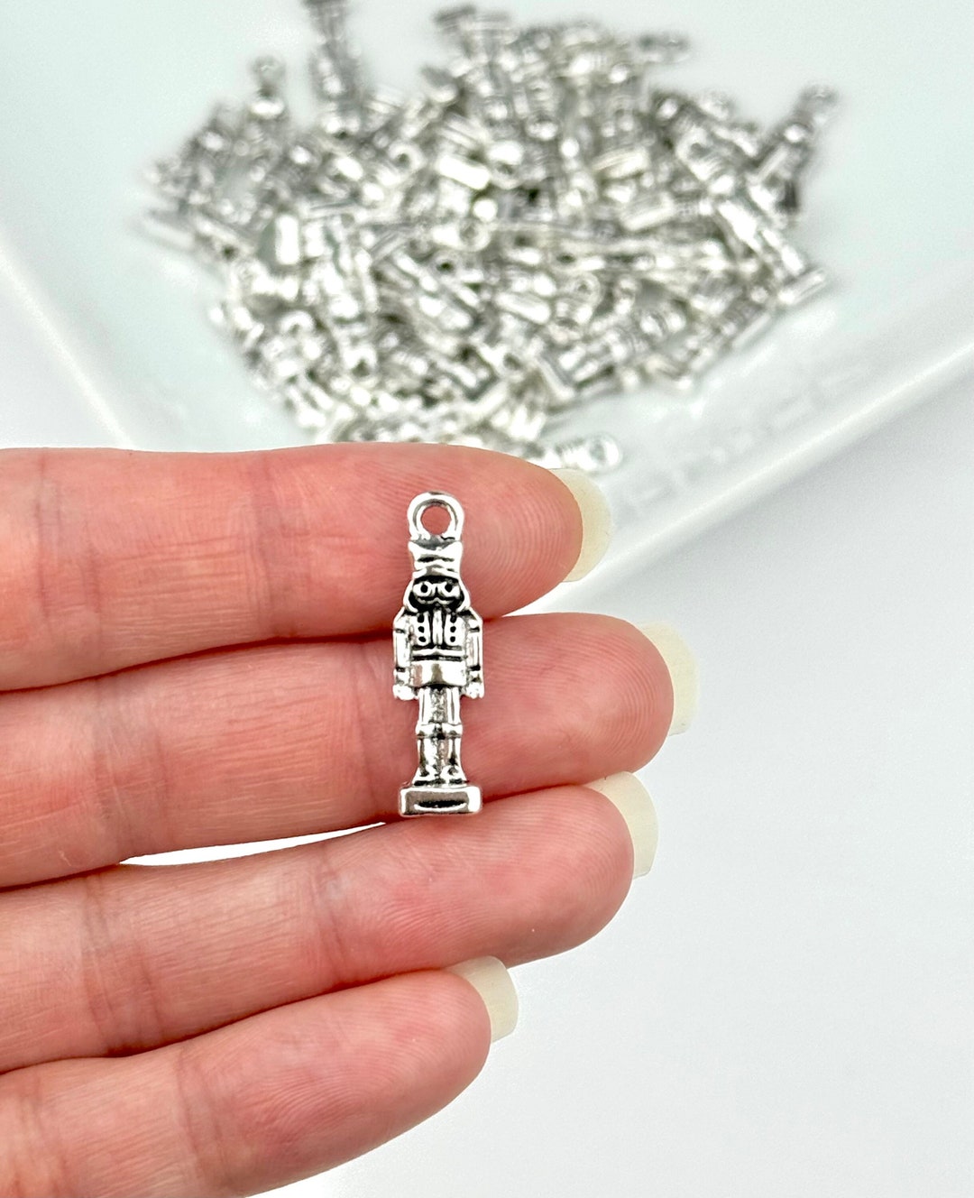 6 Nutcracker Charms/ Silver Nutcracker Charms/ Holiday Charms/ Christmas Pendant/ DIY Christmas ...