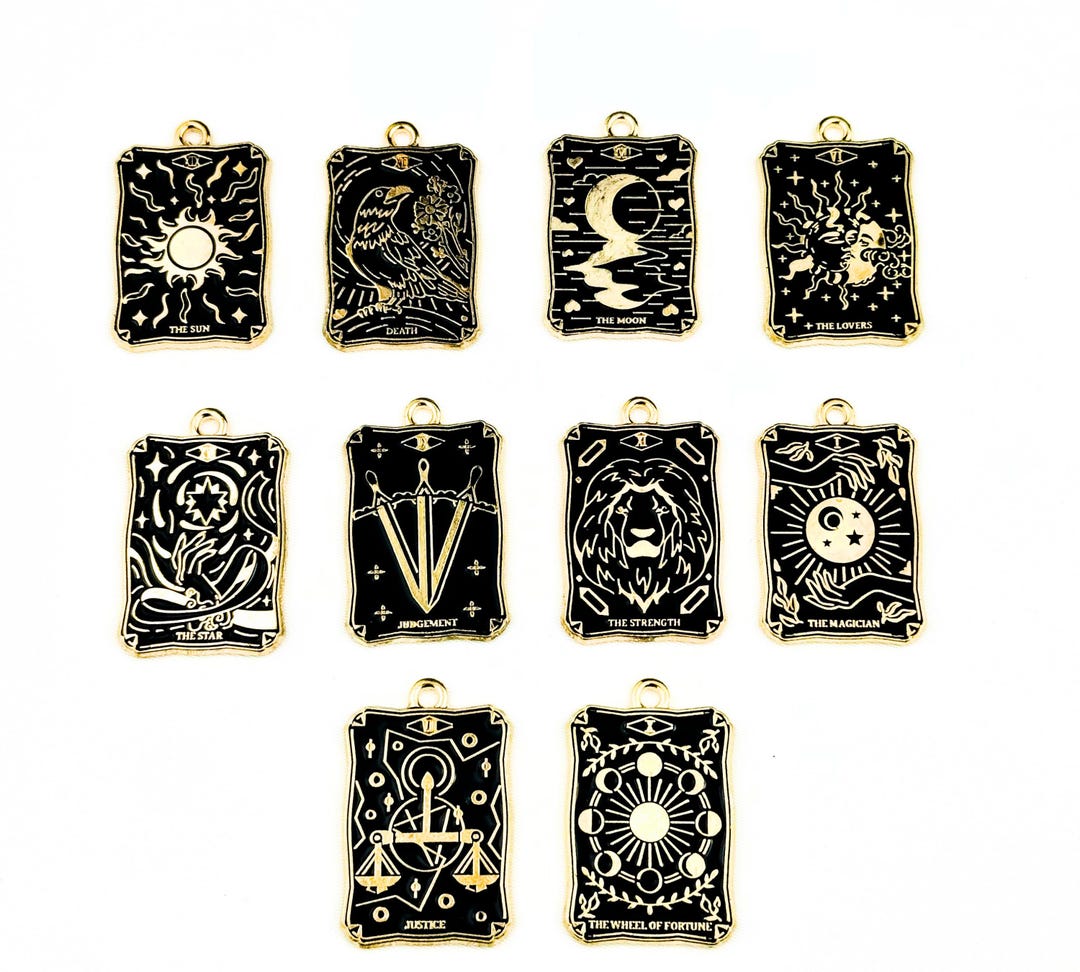 Tarot Card Charms/ Tarot Pendant / the Moon/ the Sun/ the Star ...