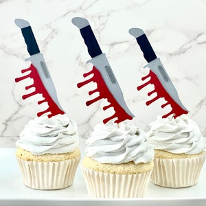 12 Bloody Knife Cupcake Toppers, Scary Movie Knifes, Horror Movie Party ...
