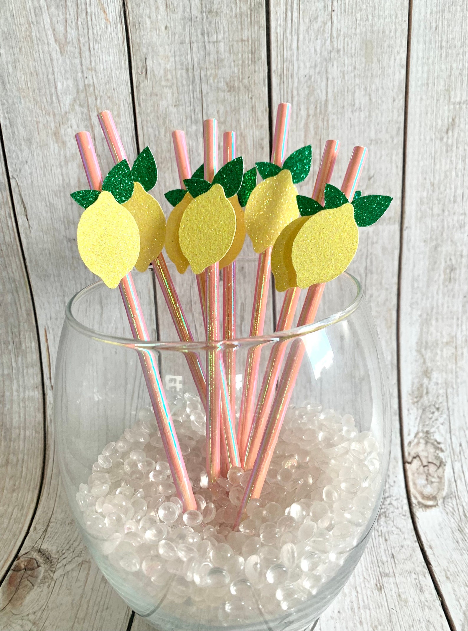 12 Pink Lemonade Party Straws Lemonade Party Decor/paper - Etsy