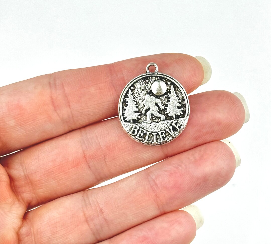 2 Bigfoot Charms/ Sasquatch in Wilderness Charms/ Bigfoot Walking in ...