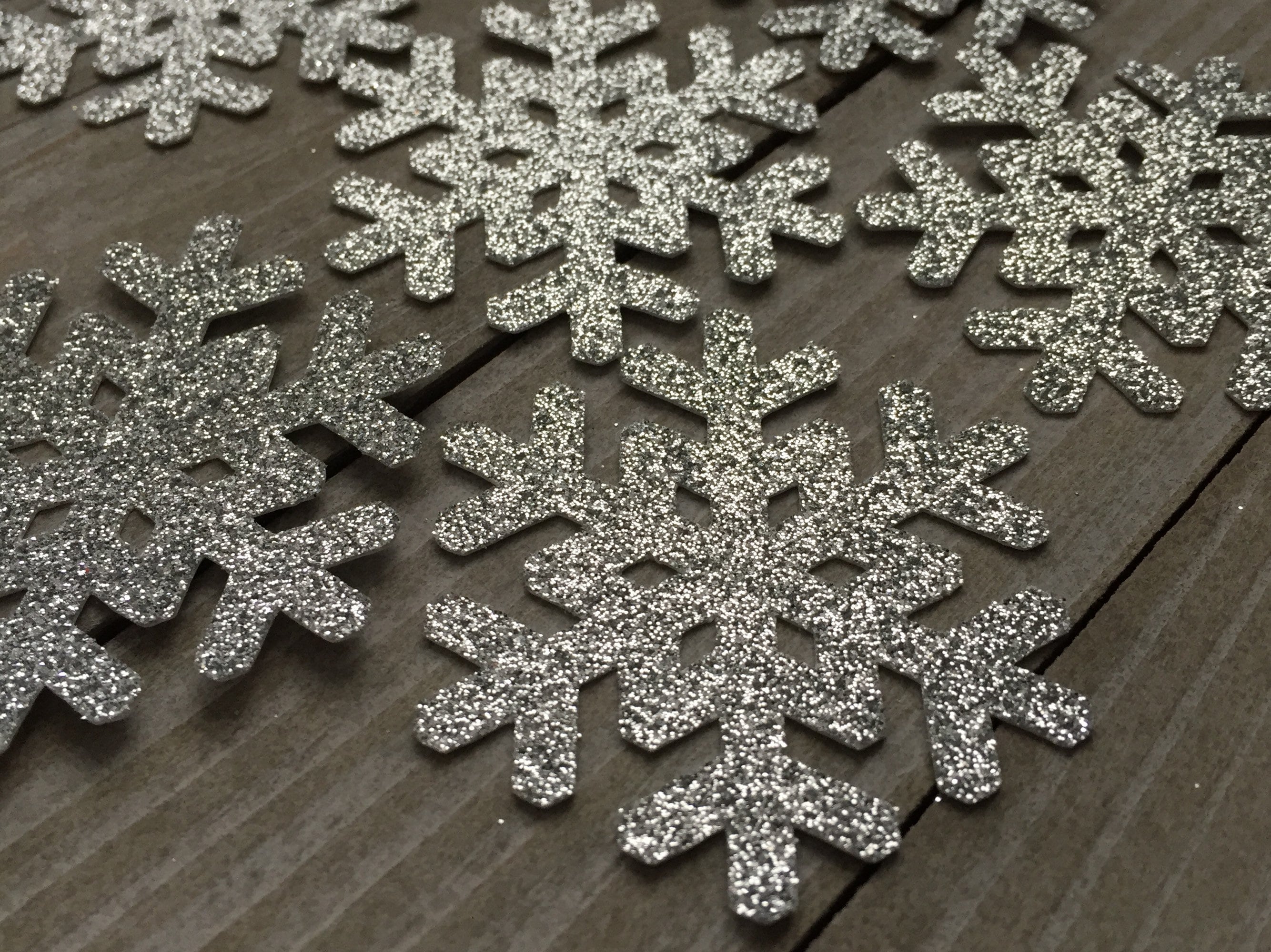 50 Silver Glitter Snowflakes Confetti Winter Wonderland | Etsy
