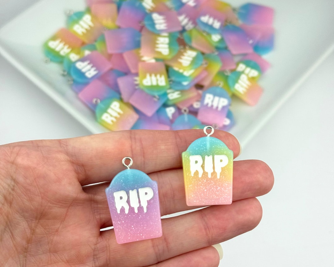 Ombre RIP Tombstone Charms/ Pastel Glitter Gravestone Charms/ Halloween ...