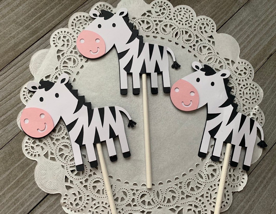 12 Zebra Cupcake Toppers, Safari Animal Toppers, Jungle Animal, Zebra ...