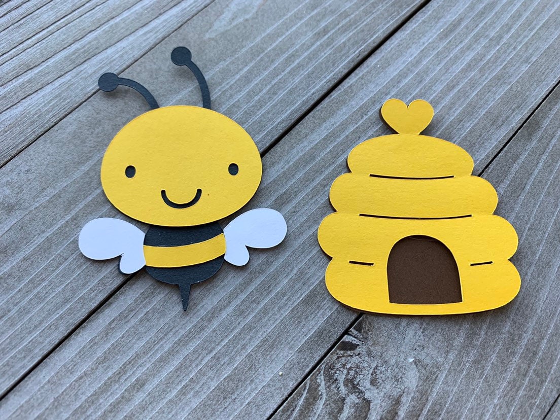 10 Bumble Bee and Bee Hive Cutouts, Bee Diecuts, Bee Baby Shower ...