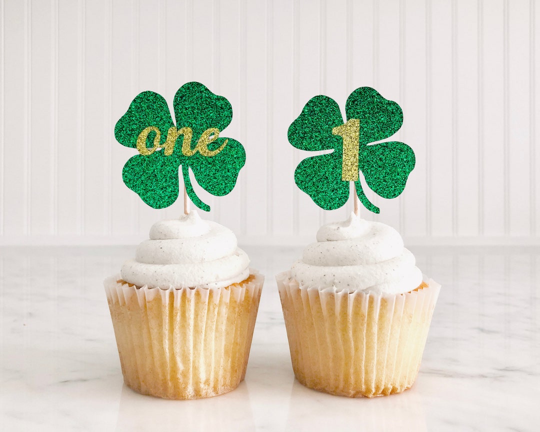 St. Patrick's Day Cupcake Toppers/ Shamrock Toppers/ Four Leaf Clover ...