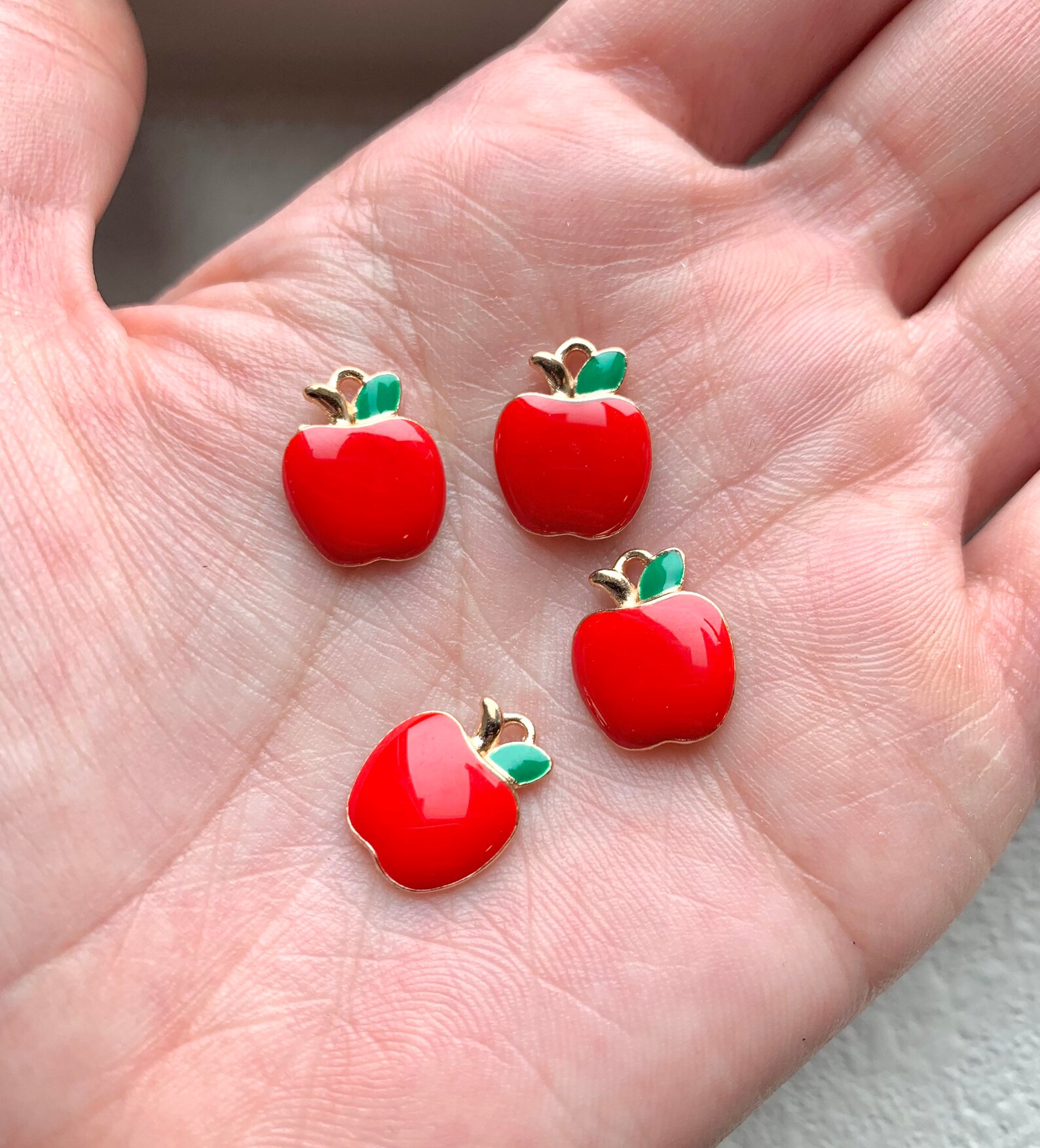 Red Apple Charms/ 5 Pcs/ Fruit Enamel Charms/ Fruit Jewelry/ - Etsy