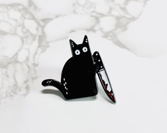 Black Cat Knife Pin - Etsy