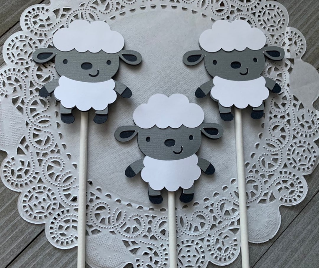12 Baby Sheep Cupcake Toppers, Farm Animal Party, Sheep Decorations ...