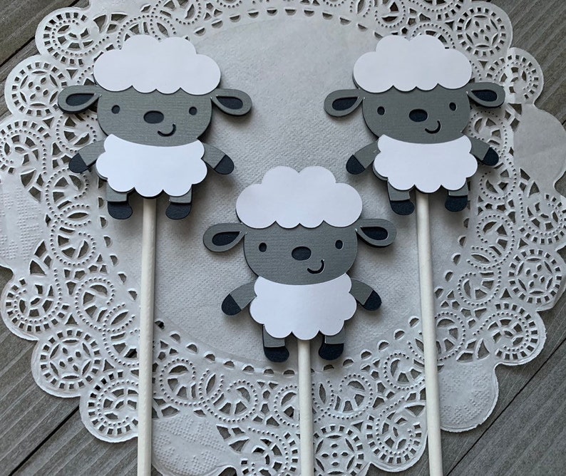 12 Baby Sheep Cupcake Toppers Farm Animal Party Sheep - Etsy