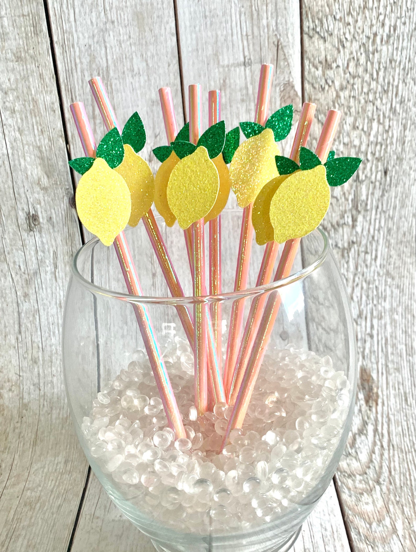 12 Pink Lemonade Party Straws Lemonade Party Decor/paper - Etsy