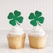 12 Green Glitter Shamrock Toppers, Four Leaf Clover Cupcake Toppers, St ...