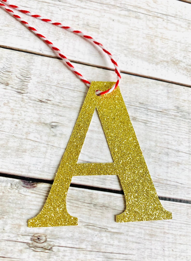Glitter Letter Ornament/ Letter Gift Tags/ Letter Ornaments/ Initial ...
