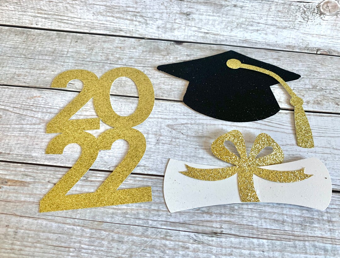 2025 Graduation Cut Outs, 2025, Grad Cap, Diploma Cut Outs, Glitter ...