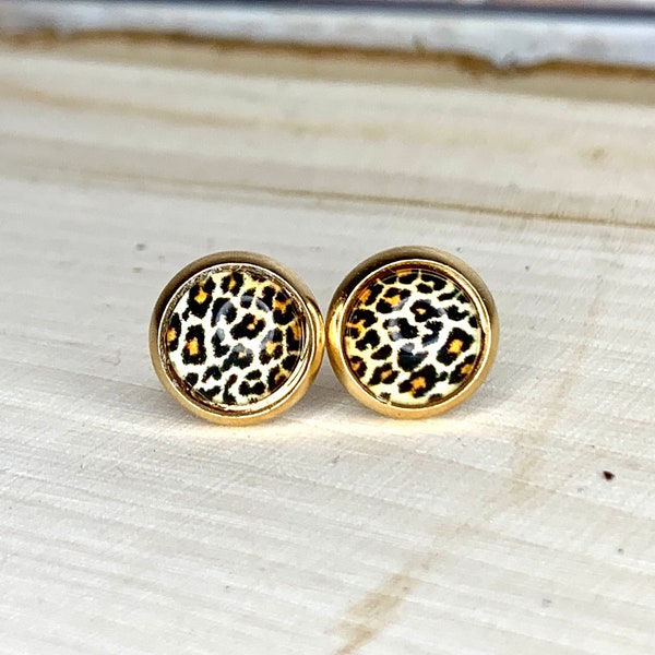 Leopard Stud Earrings - Etsy