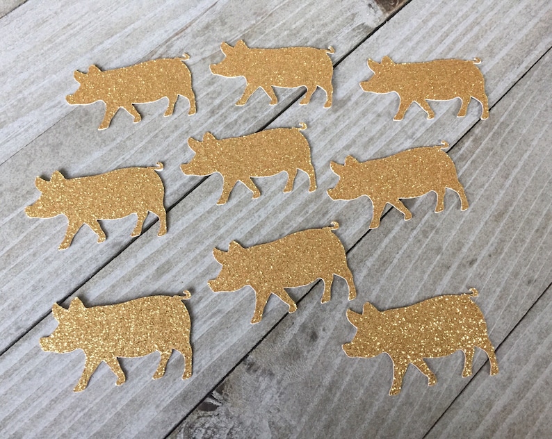 50 Gold Glitter Pig Confetti Baby Big Baby Shower Farm - Etsy