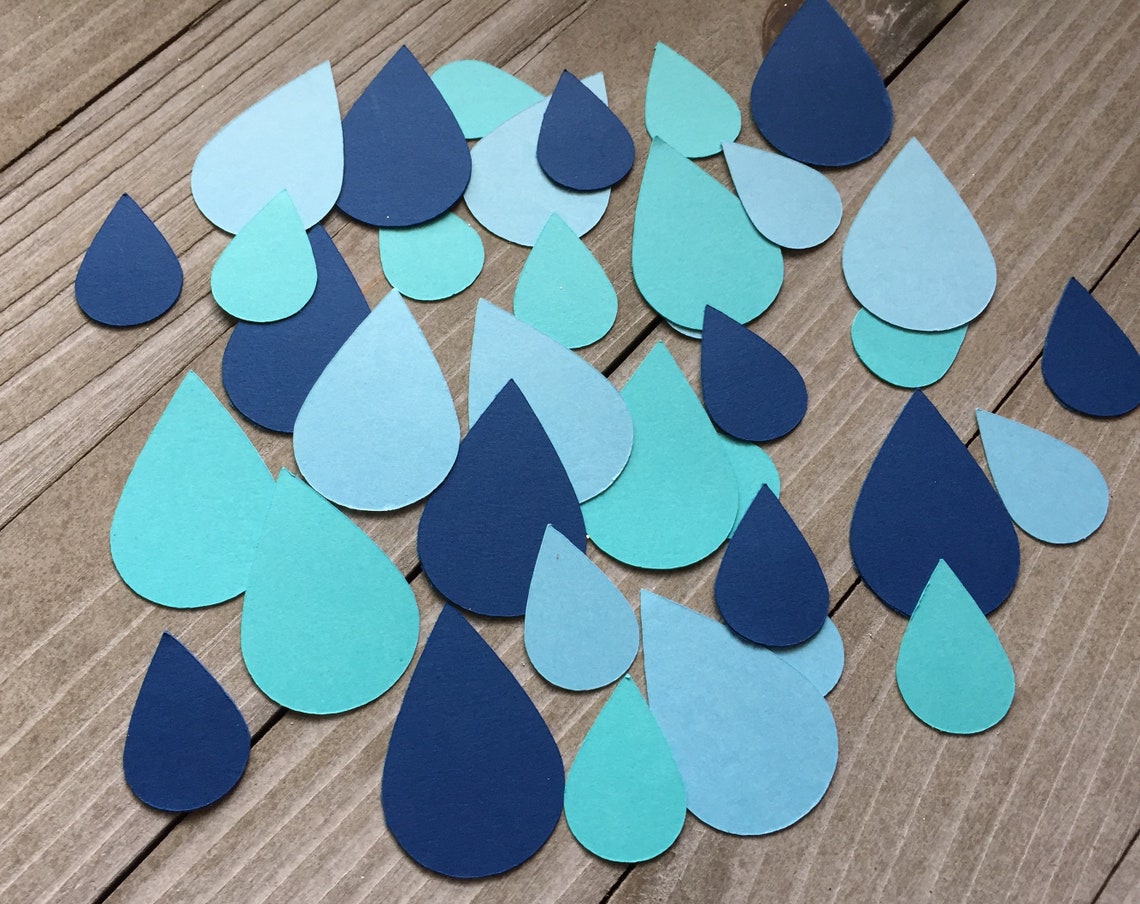 100 Raindrop Confetti, Raindrops, Baby Shower Decor, 1"-1.5" - Etsy