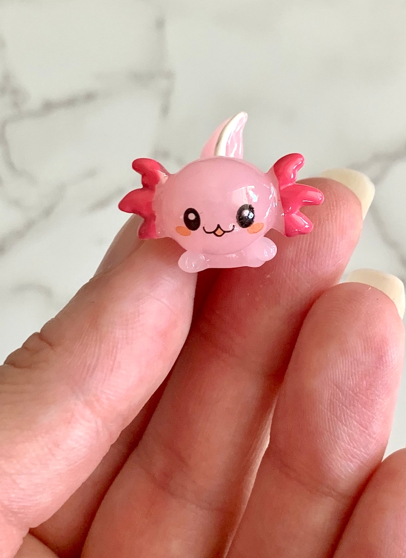 Axolotl Resin Cabochon/ Miniature Axolotl Charm/ Sea Animal Cabochon ...