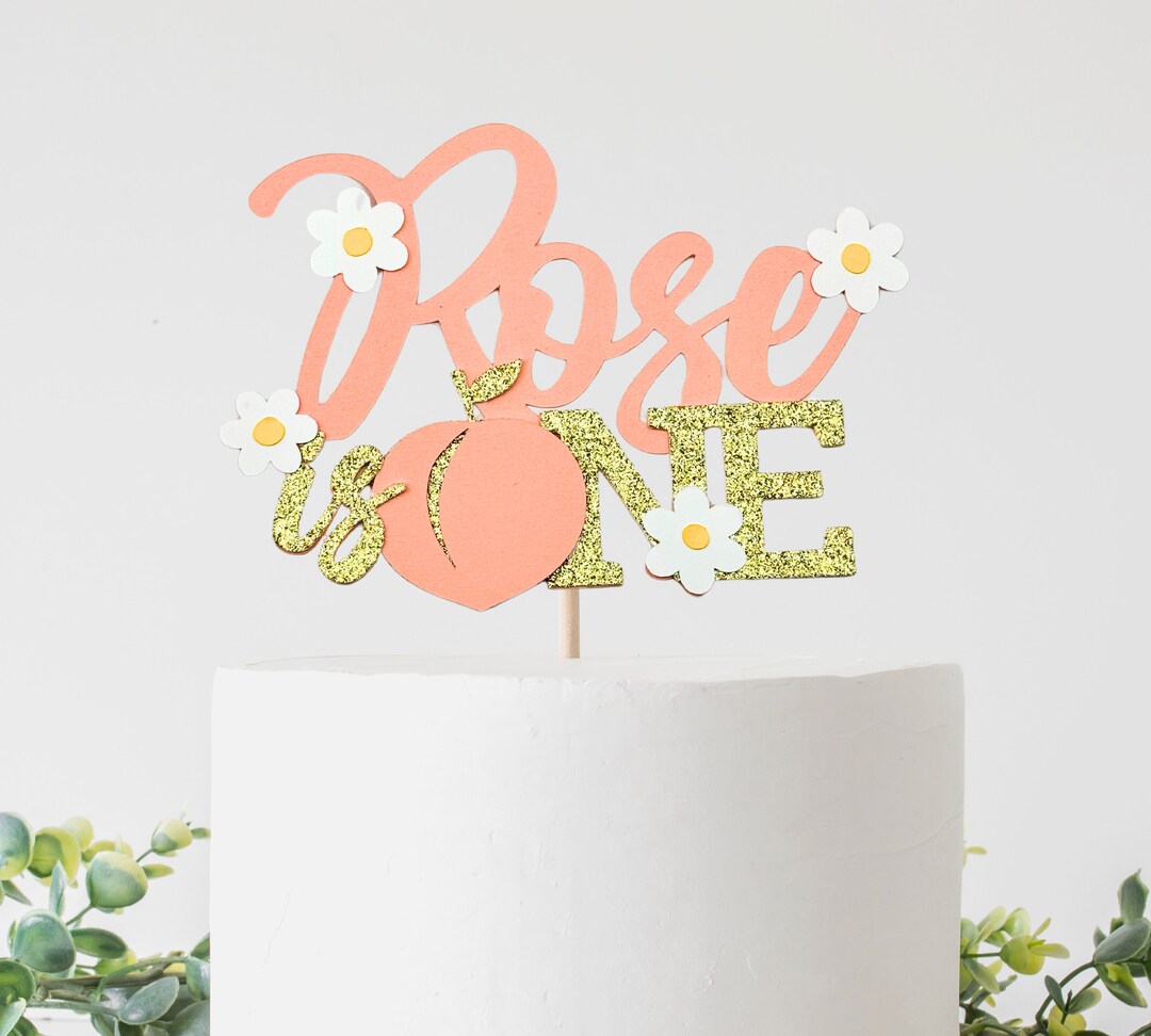 Peach One Name Cake Topper/ Custom Peach 1st Birthday Party Decorations ...