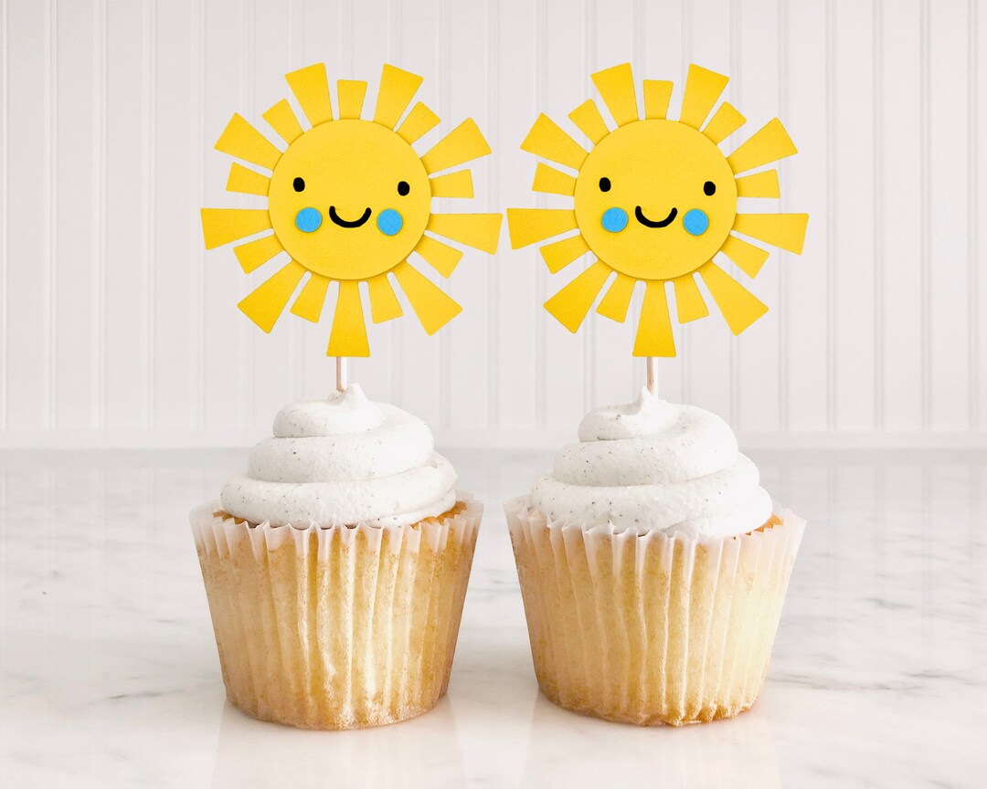 12 Sunshine Cupcake Toppers/ Sun Cupcake Toppers/ You Are My Sunshine ...