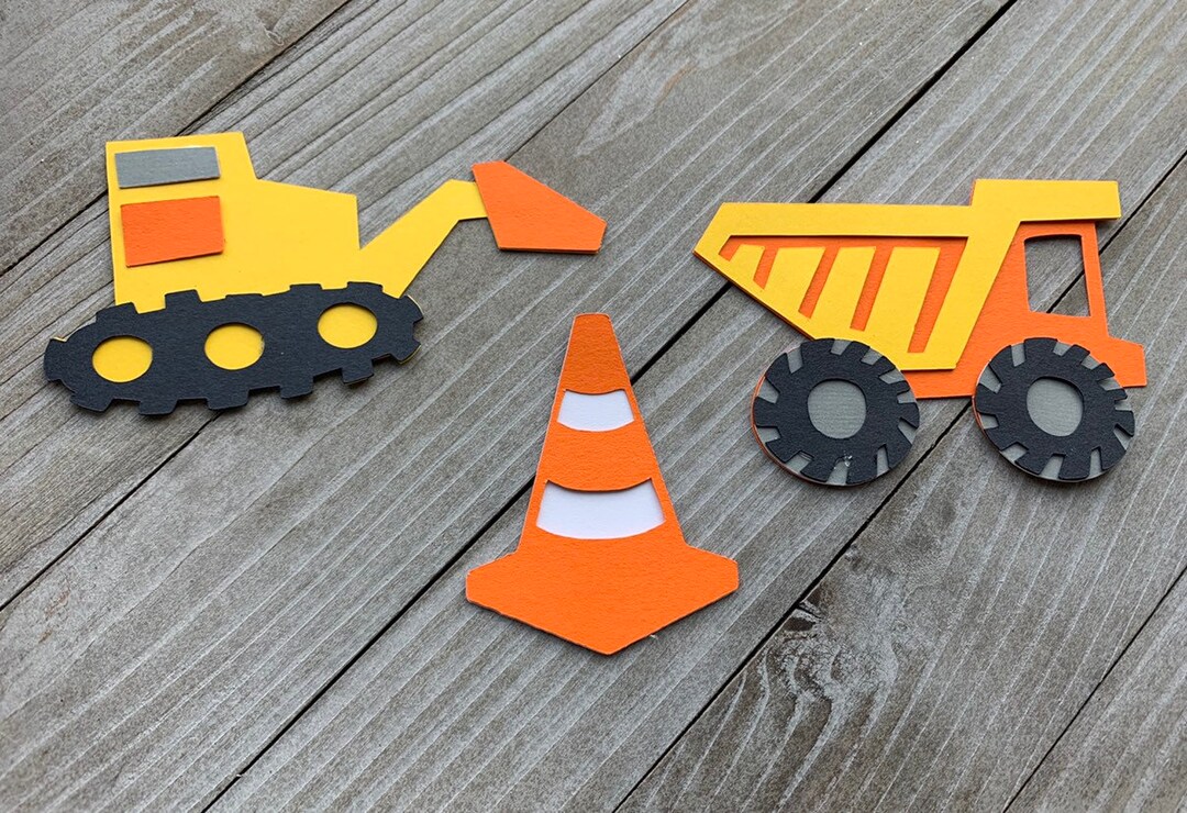 6 Construction Zone Paper Cut Outs, Dump Truck, Bulldozer, Construction ...