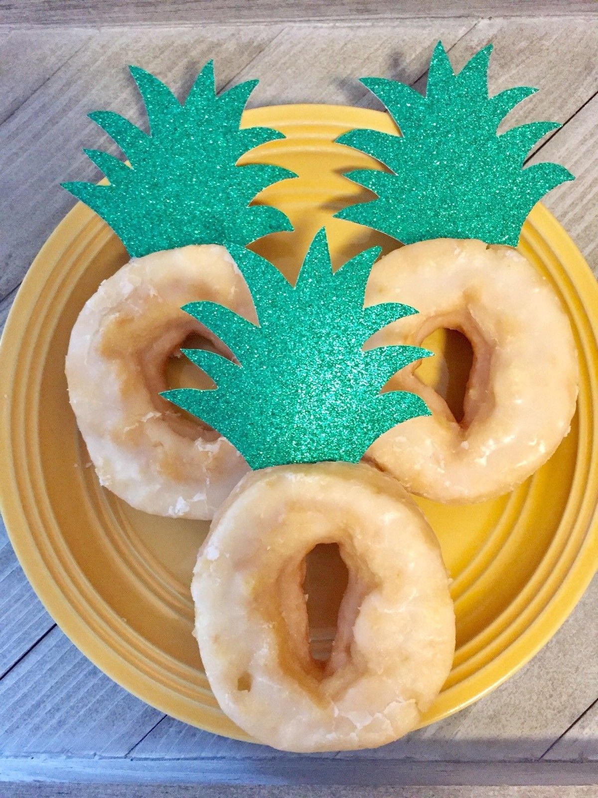 Pineapple Donut or Cupcake Topper Green Glitter Tropical - Etsy