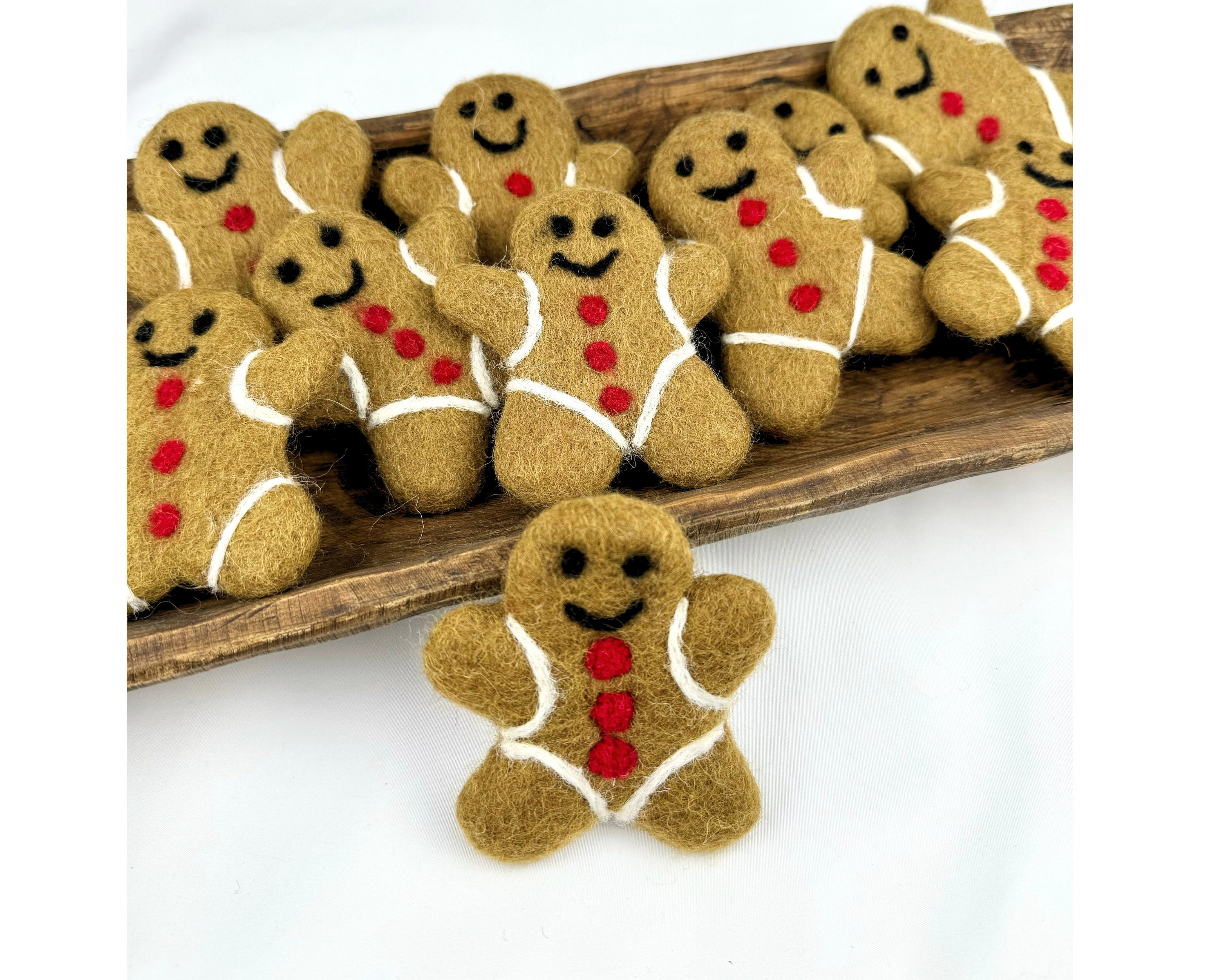 Felt Gingerbread Man/ Wool Felted Gingerbread Shape/ Christmas Decor ...