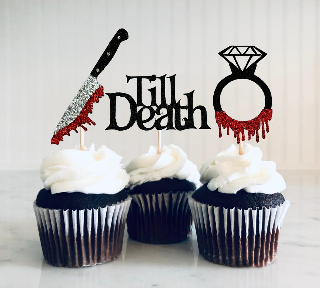 Till Death Cupcake Toppers/ Halloween Wedding Decor/ Fall Bridal Shower ...