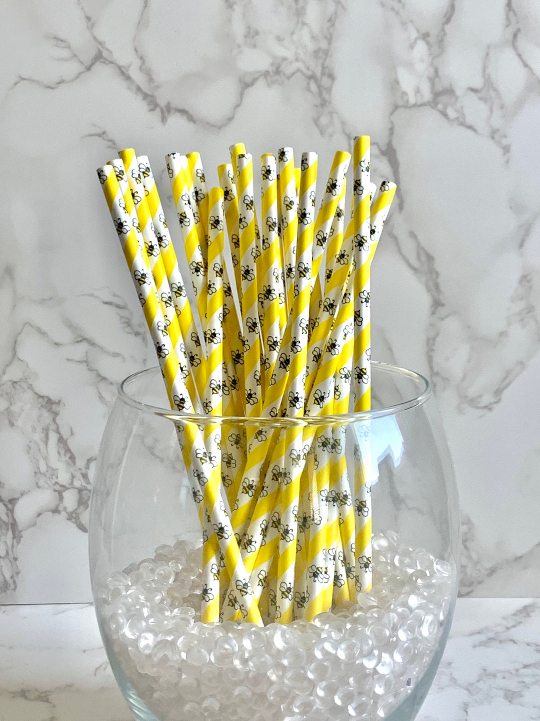 25 Bee Party Straws/ Bumblee Party Decor/paper Straws/ What Will It Bee ...