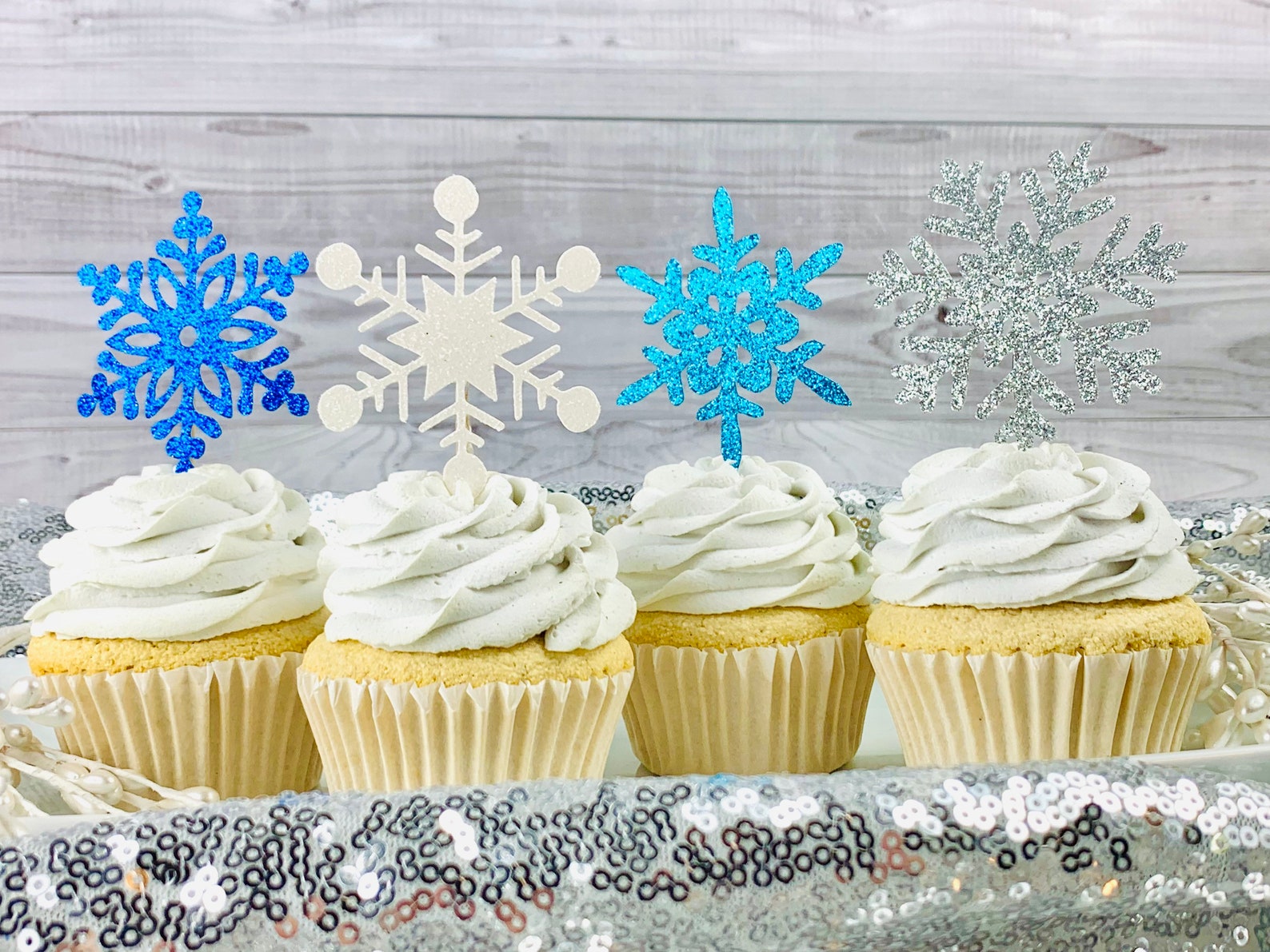 12 Snowflake Cupcake Toppers/ Winter Wonderland Party Decor/ Winter ...