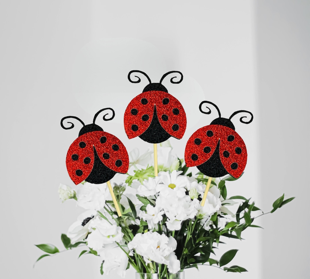 Ladybug Party Decorations/ Little Lady Floral Centerpiece/ Custom Name ...
