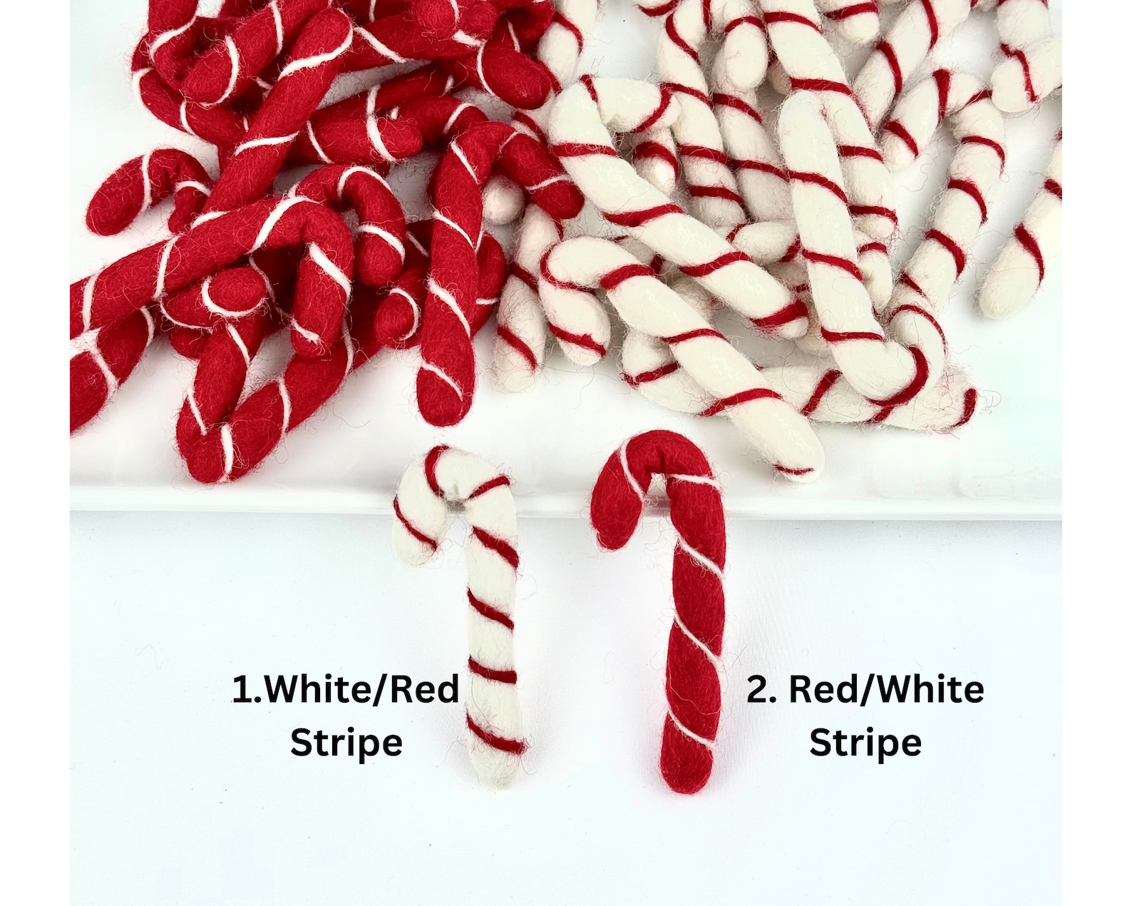 Felt Candy Canes/ Wool Felted Peppermint Candy Cane Shape/ Christmas ...
