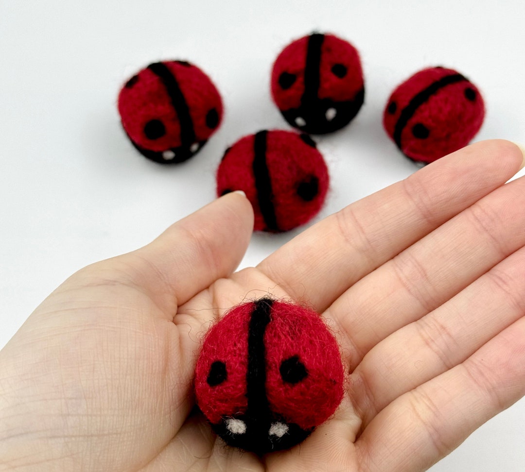 Felt Ladybug/ Wool Felted Bug Shapes/ DIY Garland/ Girl Nursery Decor ...