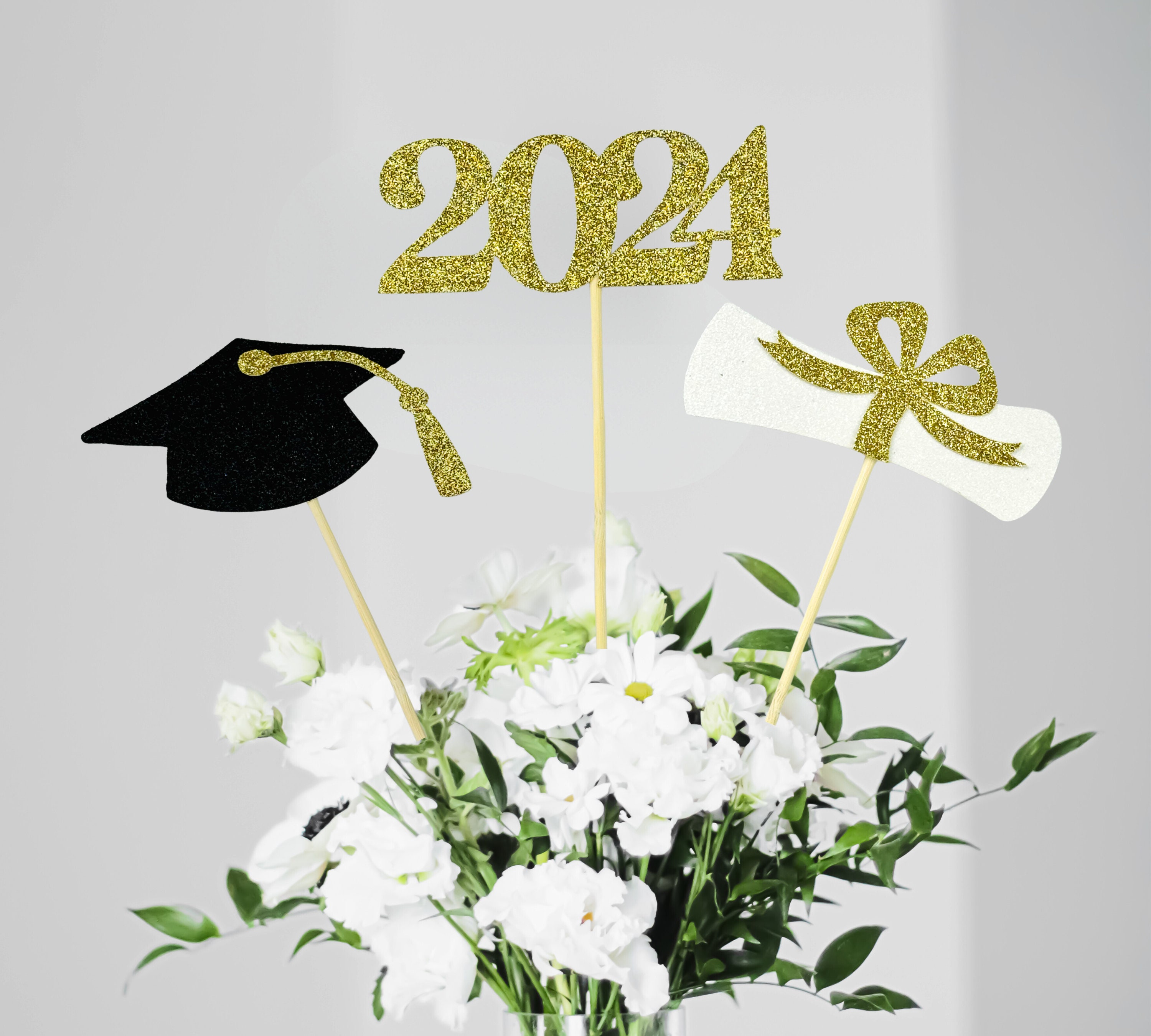 2024 Graduation Centerpieces, Grad Cap, Class of 2024, Diploma, Cutouts ...