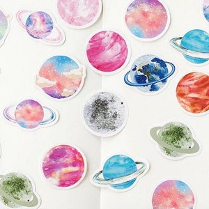 45 Piece Pastel Planet Stickers Watercolor Planets Galaxy - Etsy