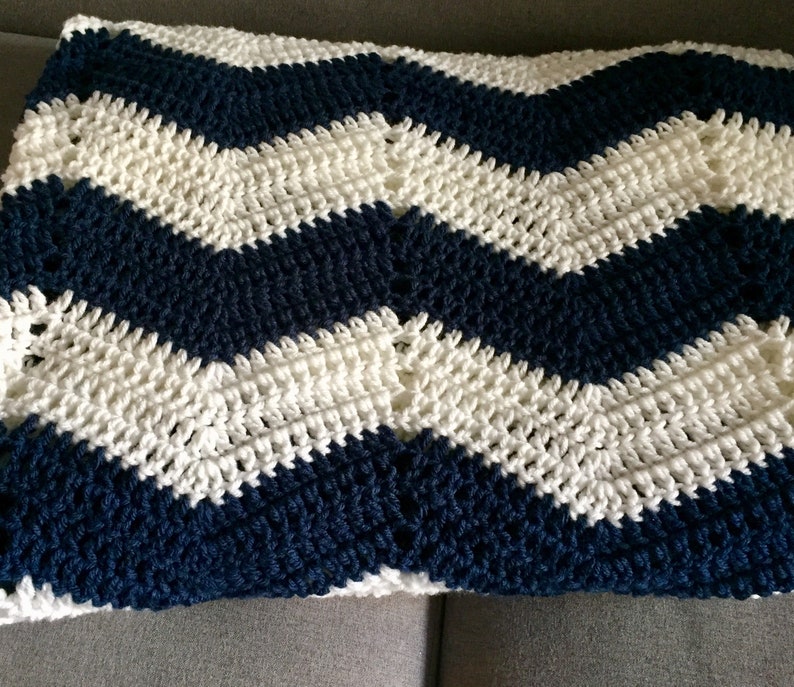 Adult Size Chevron Navy Blue and White Crochet Nautical - Etsy
