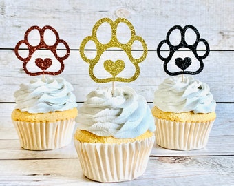12 Paw Print Cupcake Toppers Dog Birthday Adoption Party - Etsy