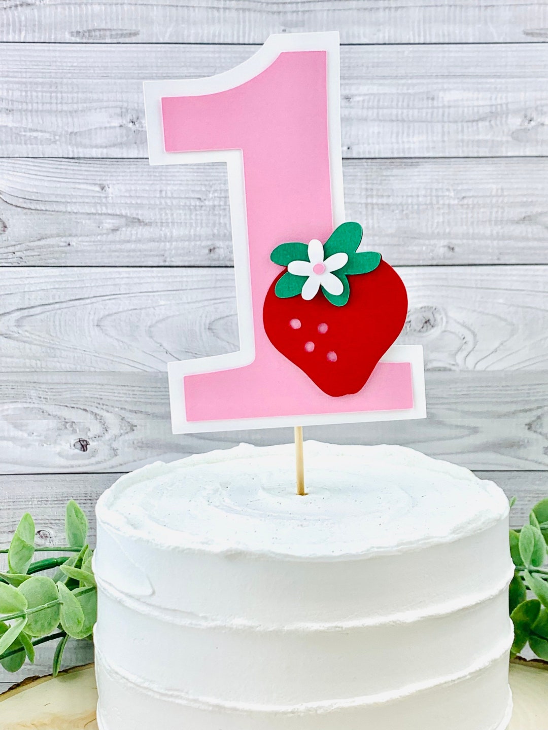 Strawberry One Cake Topper/ Pink and Red/ Sweet One Birthday/ Berry ...