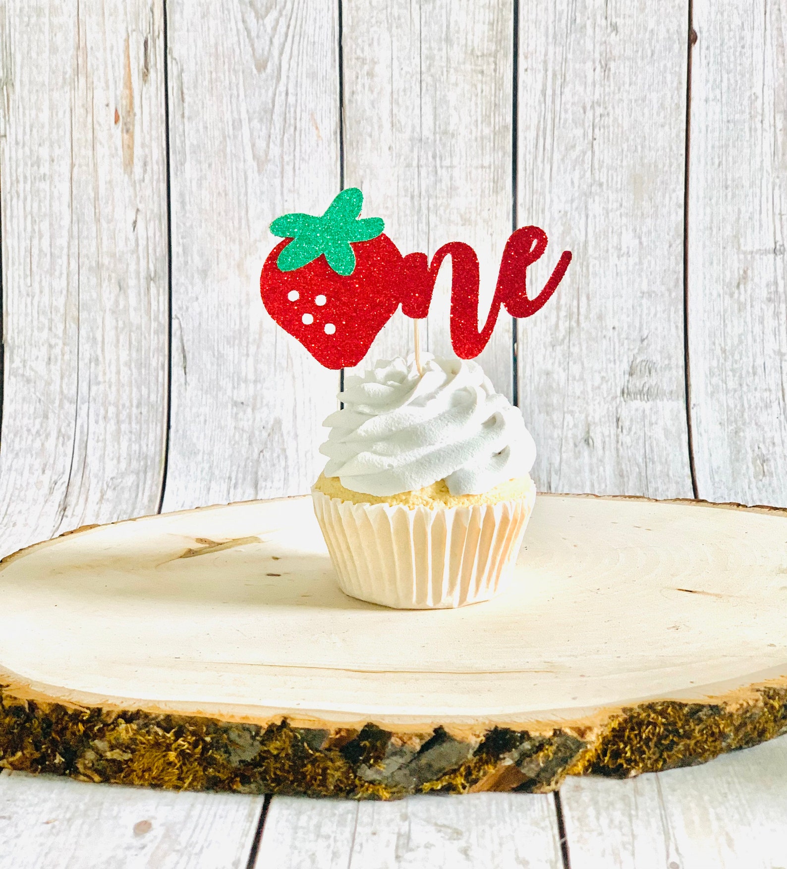 12 Strawberry One Cupcake Toppers/ Strawberry 1st Birthday - Etsy
