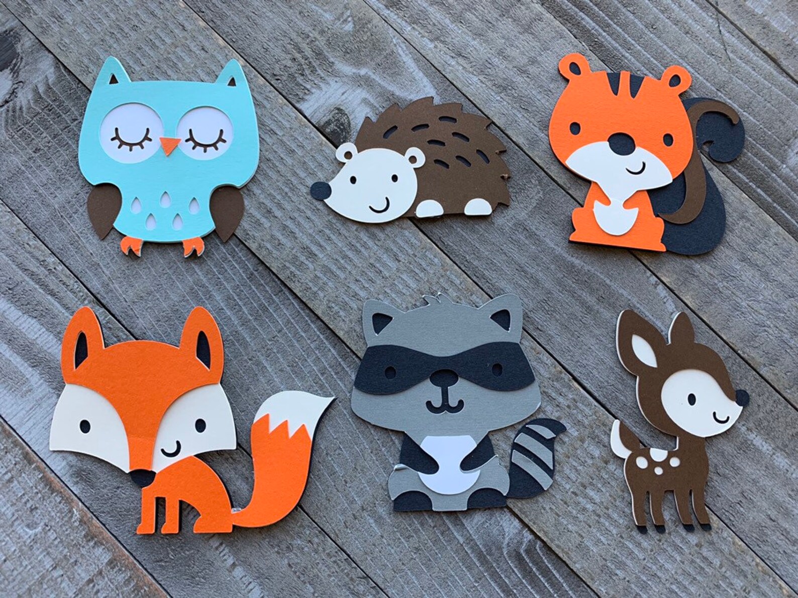 6 Woodland Animal Cutouts, Woodland Animal Diecuts, Woodland Deer, Fox ...