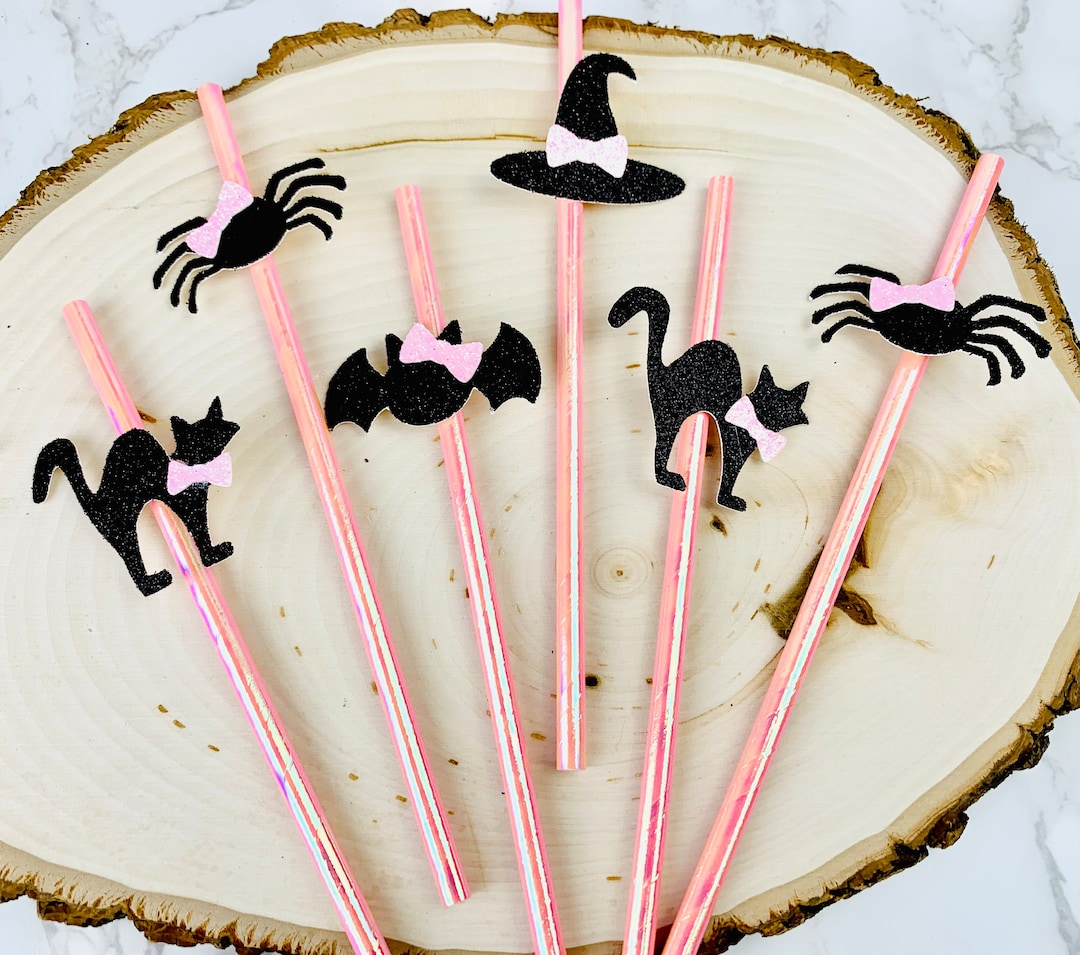 12 Halloween Party Straws, Spooky One Party Decor/paper Straws/ Pink ...