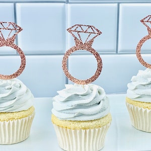 Ring Cupcake Toppers/ Diamond Ring Toppers/ Bachelorette Party/ Wedding ...
