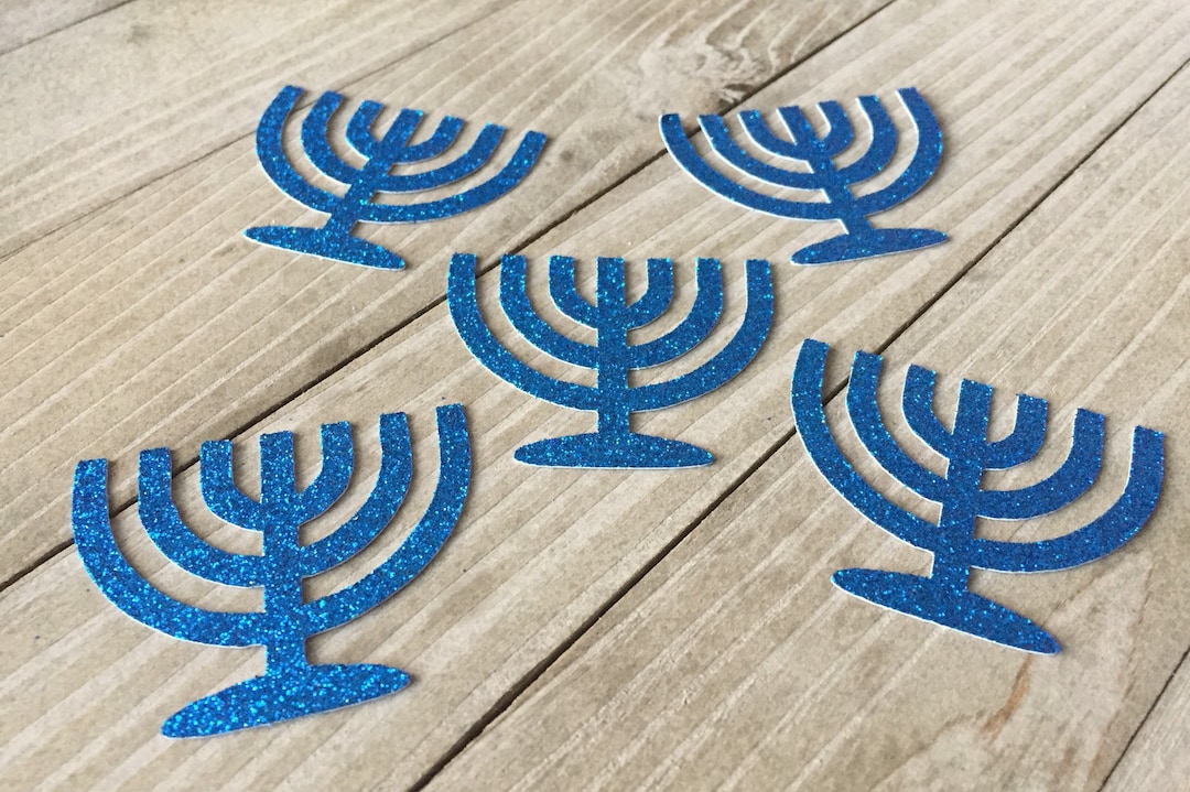 50 Glitter Menorahs, Chanukah Confetti, Hannukkah Decorations, Menorah ...
