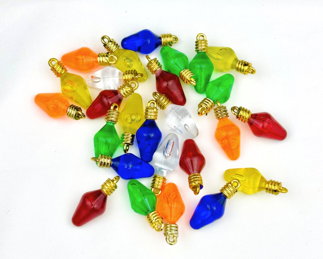 6 Christmas Light Bulb Charms/ Rainbow Christmas Light Bulb Charms ...