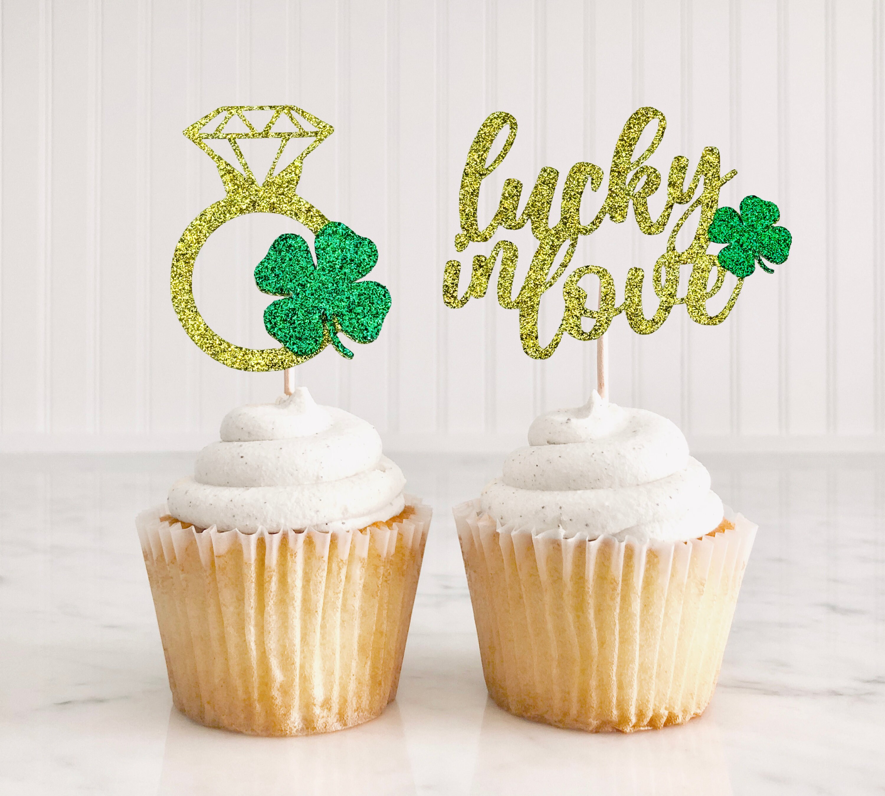 Lucky in Love Cupcake Toppers/ St. Patrick's Day Wedding Party Decor ...
