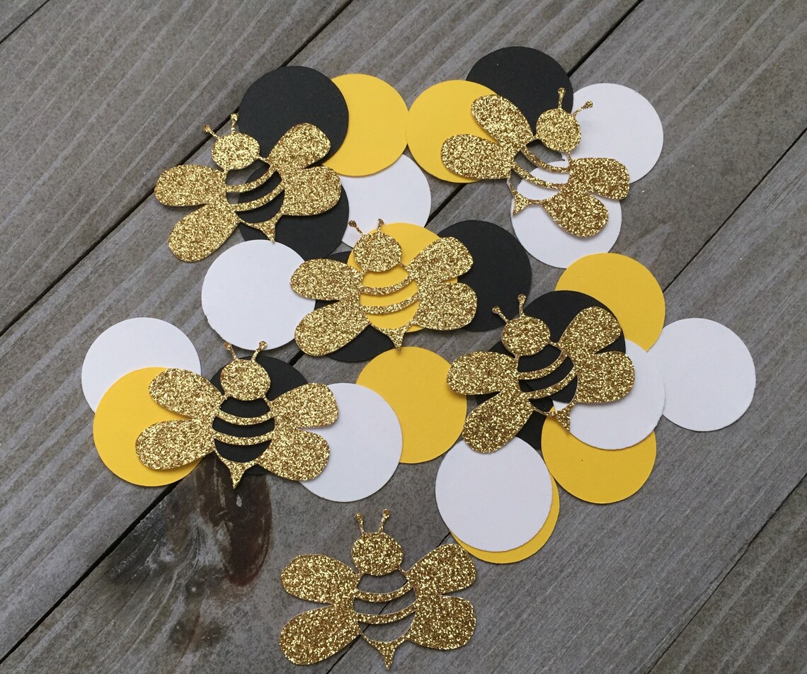 150 Bumble Bee and Circle Confetti, Baby Bee, Mommy to Be, What Will It ...