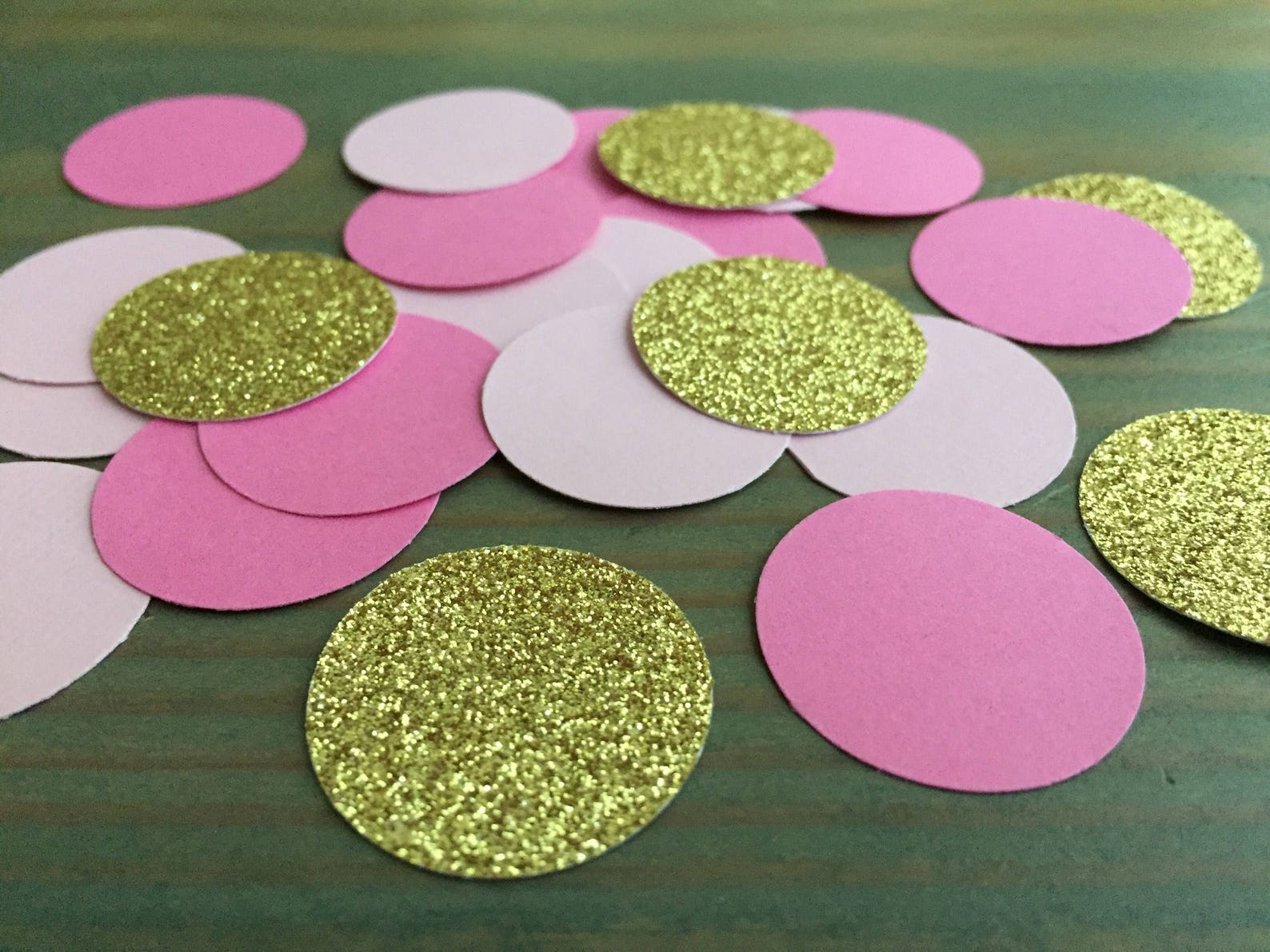 200 Gold glitter hot & light pink confetti punches baby | Etsy